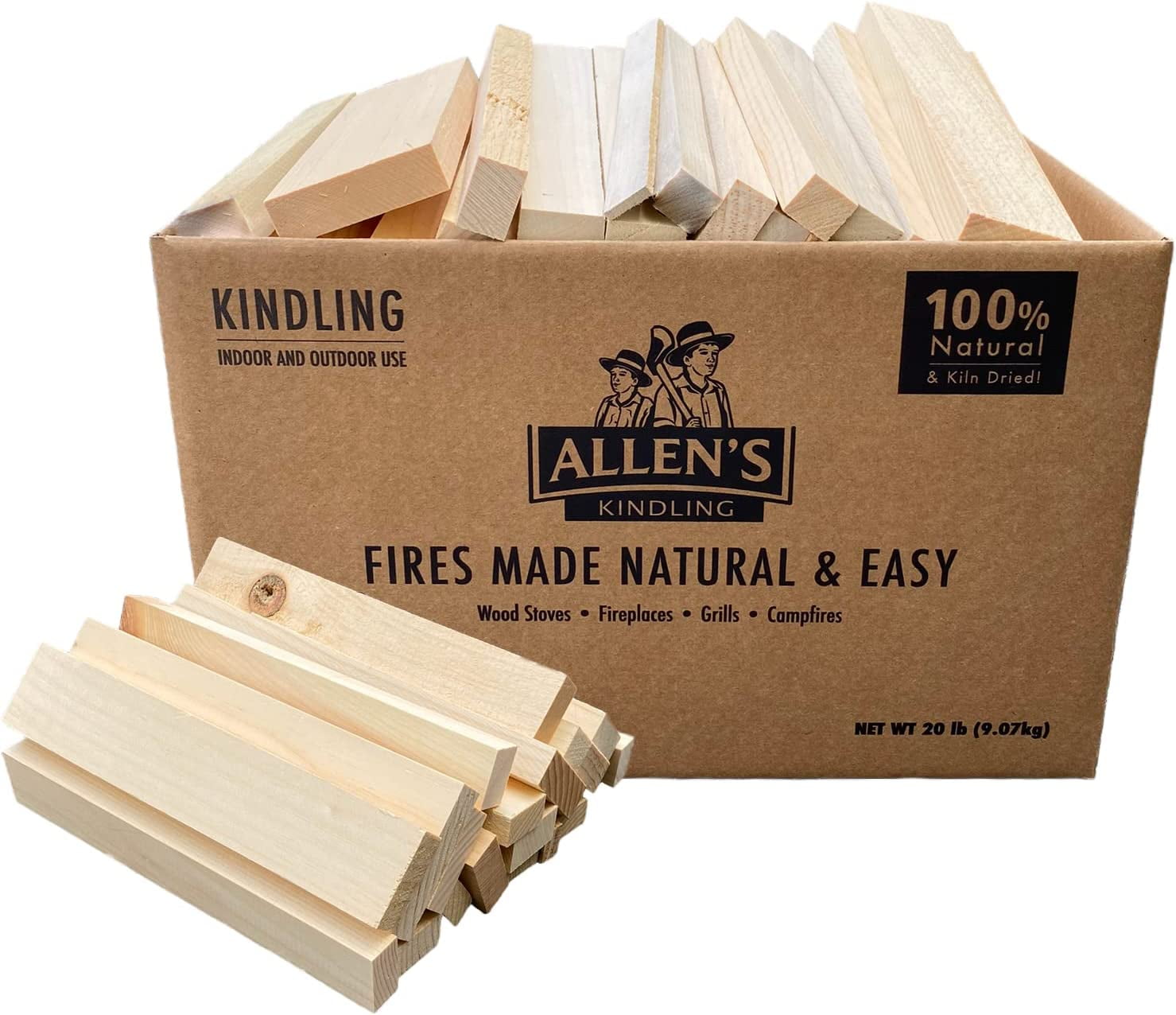 Allen's Natural Kindling Wood – 20 LB Box of Kiln-Dried Fire Starter ...