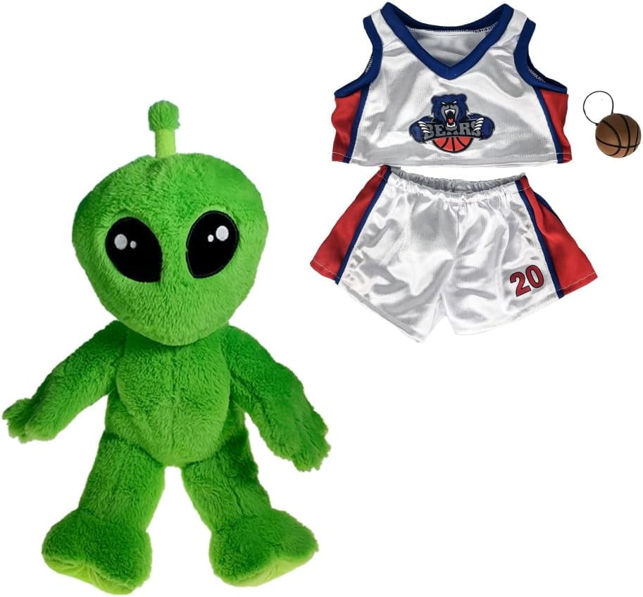 Allen the Alien Stuffed Toy and Basketball Uniform - 16" Plush Alien ...