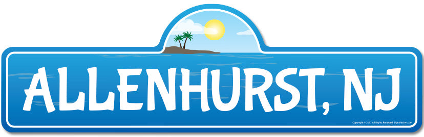 Allenhurst NJ New Jersey Beach Street Sign | Indoor/Outdoor | Surfer ...