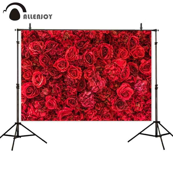 Allenjoy 14 Valentine's Day background red rose flower wall wedding ...