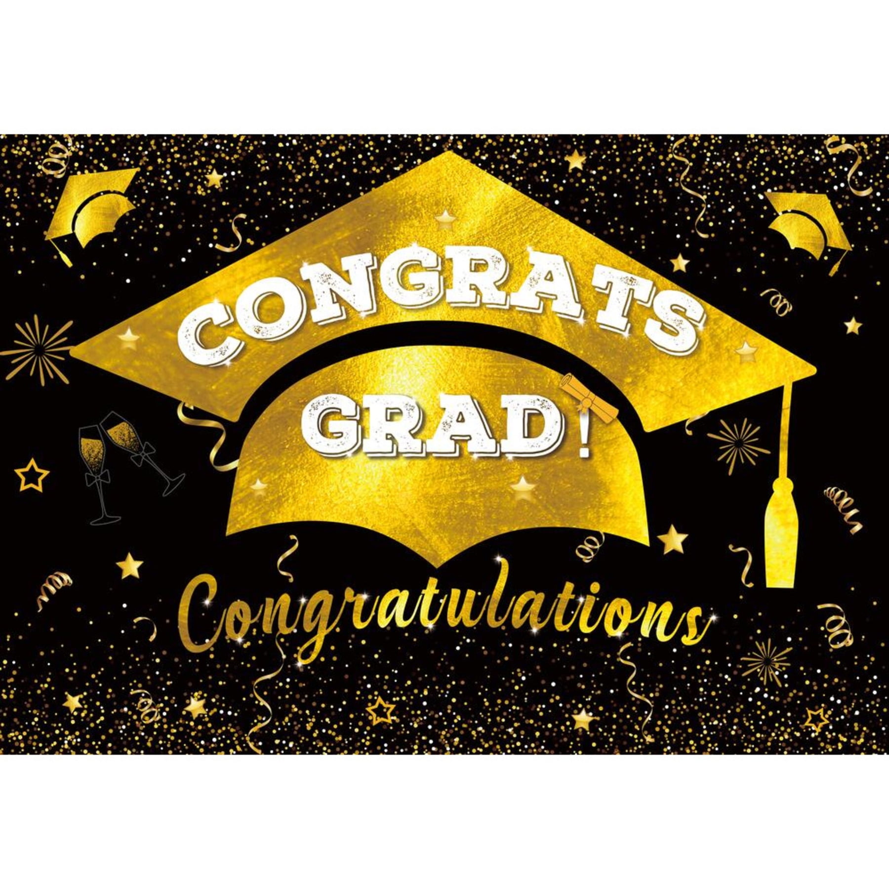 Allenjoy 2024 Graduation Photocall Glitter Gold Black Backdrop Balloon ...