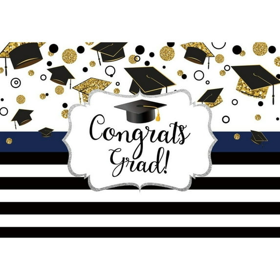 Allenjoy 2024 Graduation Photocall Glitter Gold Black Backdrop Balloon ...