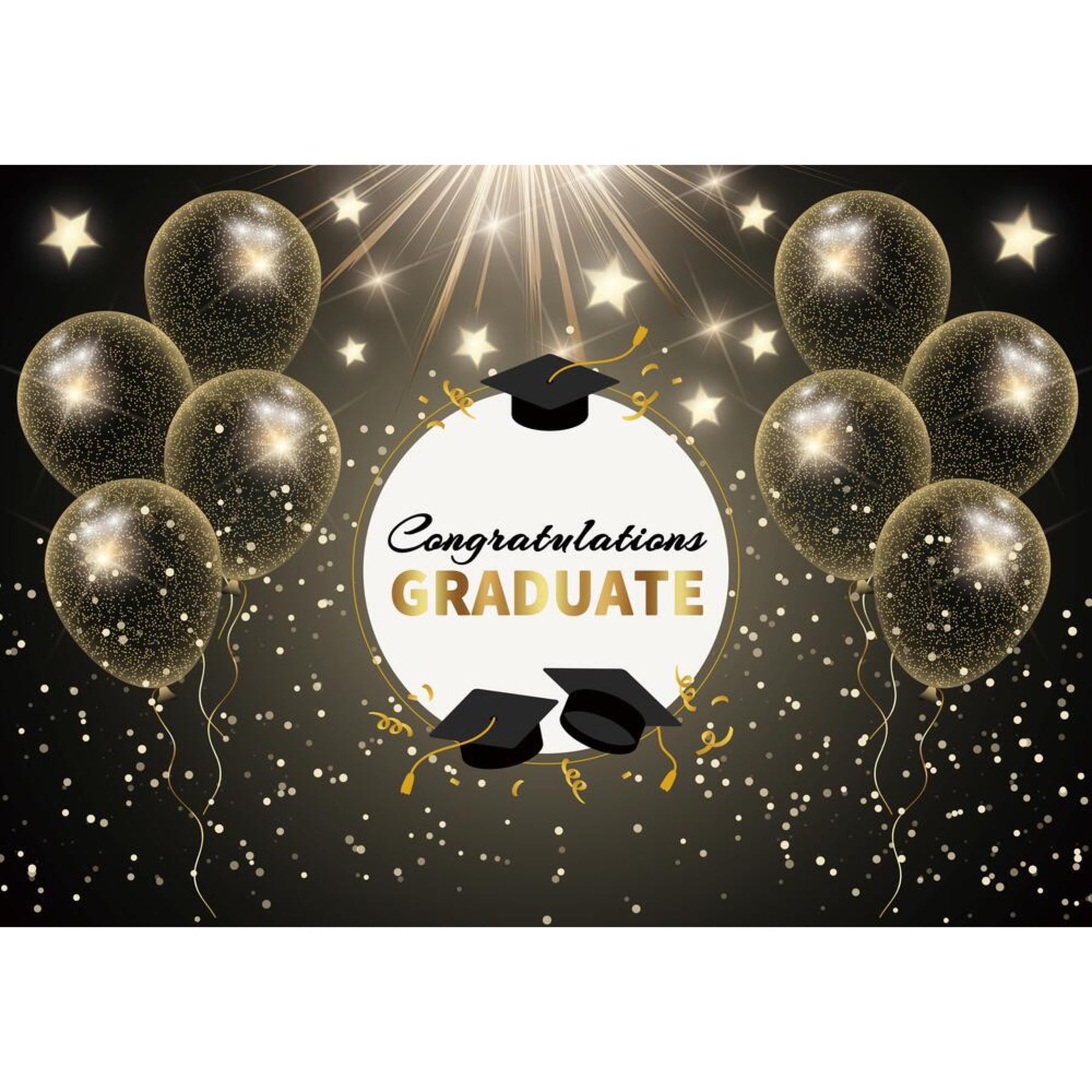 Allenjoy 2024 Graduation Photocall Glitter Gold Black Backdrop Balloon ...