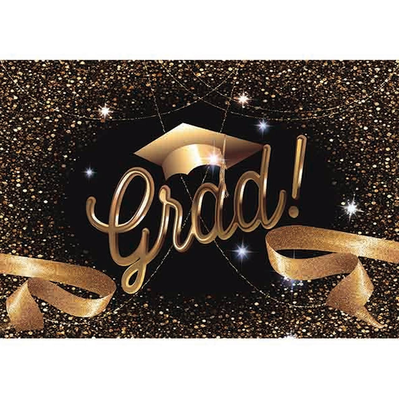 Allenjoy 2024 Graduation Photocall Glitter Gold Black Backdrop Balloon ...
