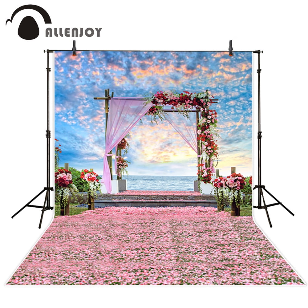 Allenjoy 300*200cm(10ft*6.5ft) Road flower petals wedding background ...