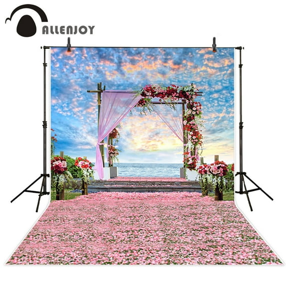 Allenjoy 300*200cm(10ft*6.5ft) Road flower petals wedding background ...