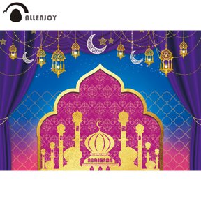 8x6FT Eid Mubarak Backdrop Muslim Arabian Night Backdrop Lantern Moon ...
