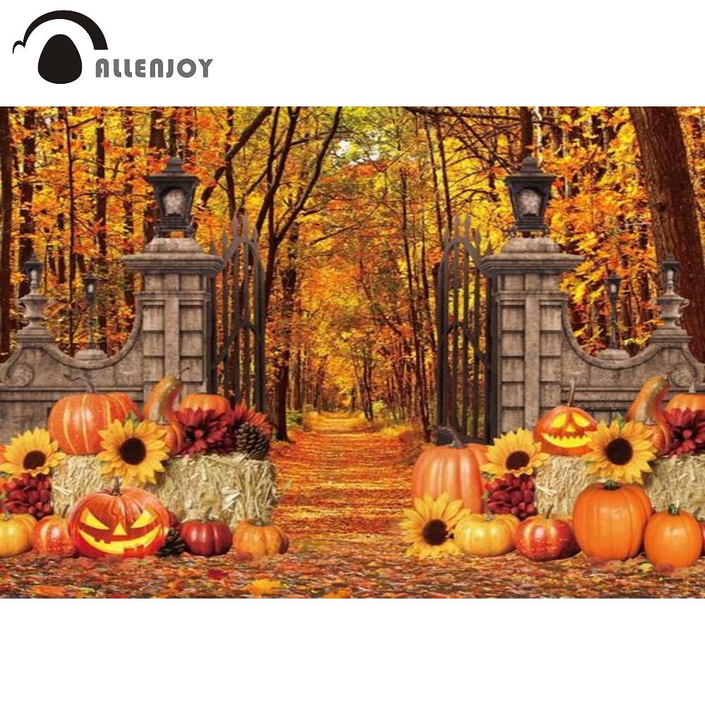 Allenjoy Autumn Maple Forest Leaves Pumpkin Photography Backdrop ...