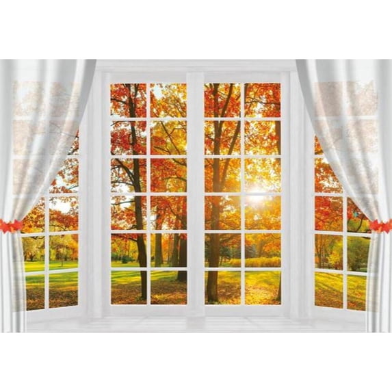 Allenjoy Autumn Natural Scenery Forest Farm Pumpkin Hay Fall ...