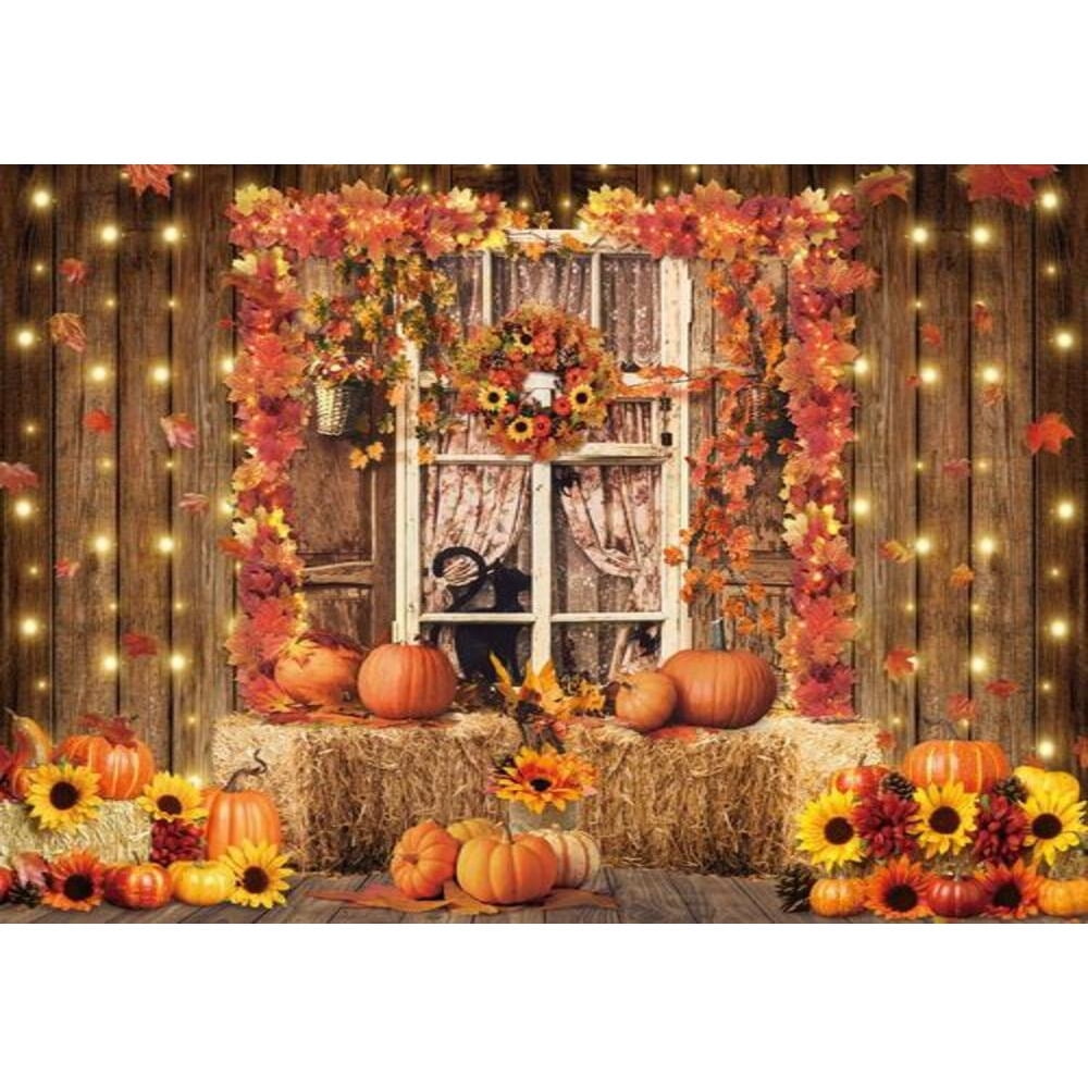 Allenjoy Autumn Natural Scenery Forest Farm Pumpkin Hay Fall ...