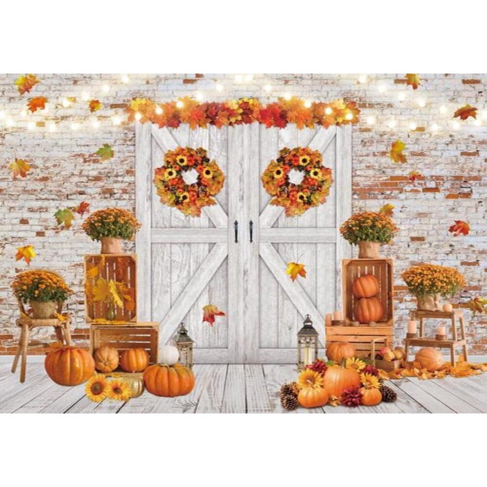 Allenjoy Autumn Natural Scenery Forest Farm Pumpkin Hay Fall ...