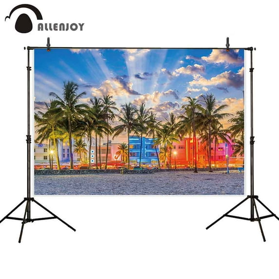 Allenjoy Beach photography backdrop Florida cityscape trees ocean ...