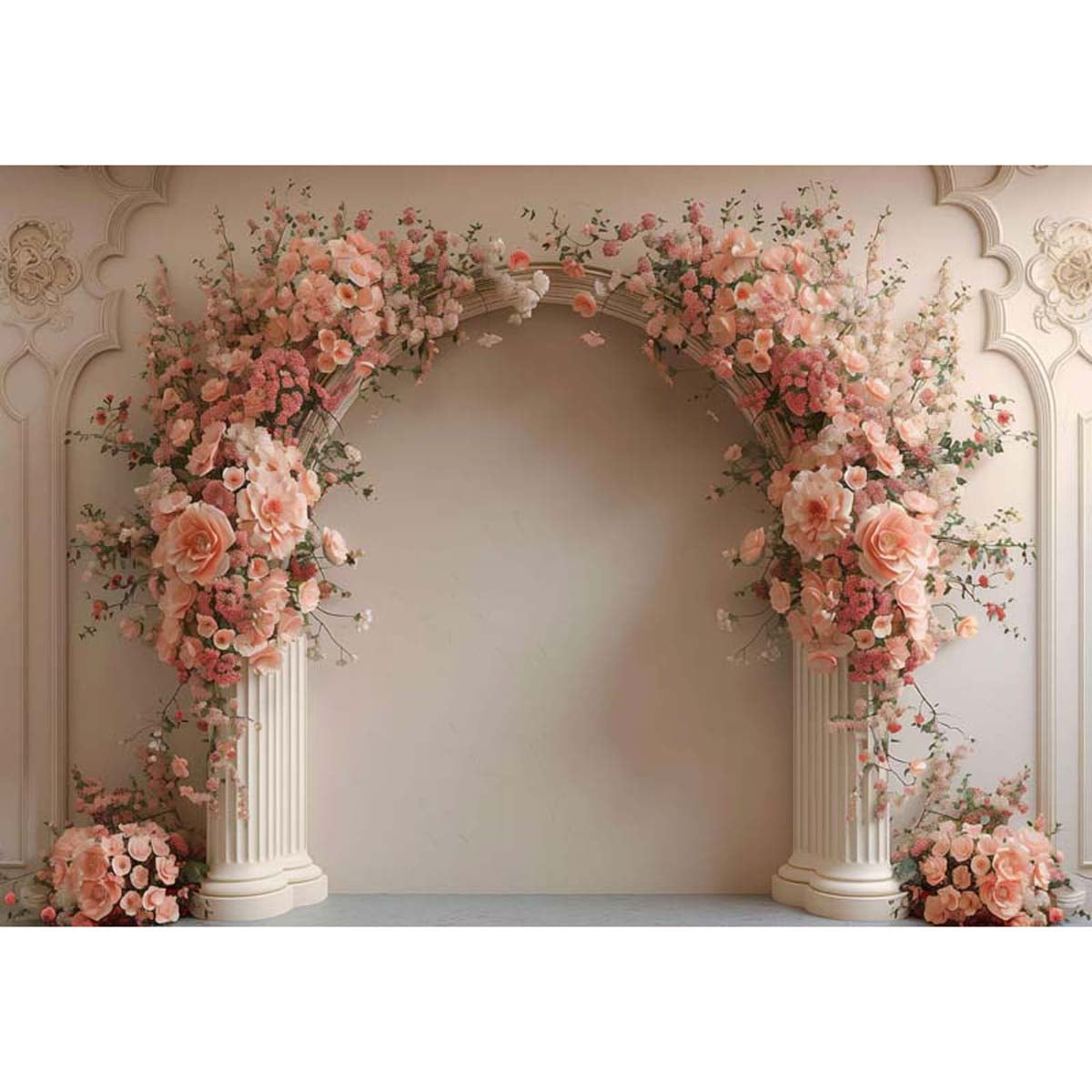 Allenjoy Beige Arch Wall Floral r Backdrop - Walmart.com