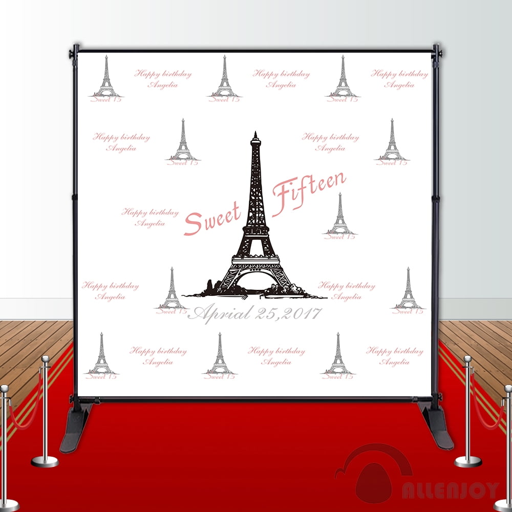 Allenjoy Birthday backdrops Step and Repeat Background Eiffel Tower ...