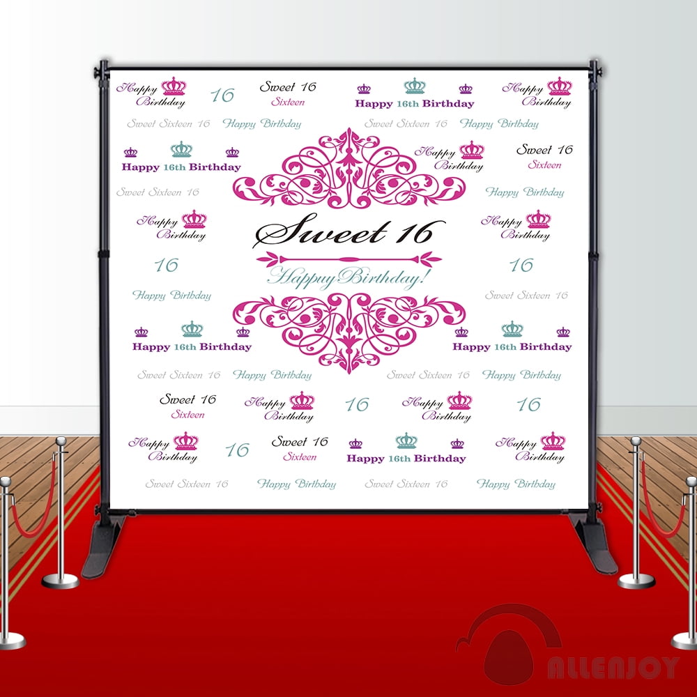 Allenjoy Birthday backdrops Step and Repeat Background Pink princess ...