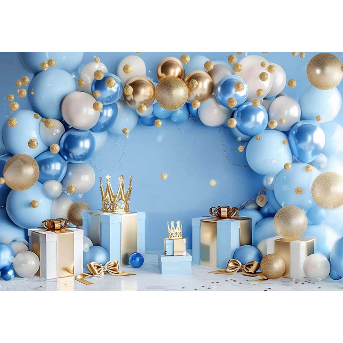 Allenjoy Blue Prince Crown Birthday Backdrop - Walmart.com
