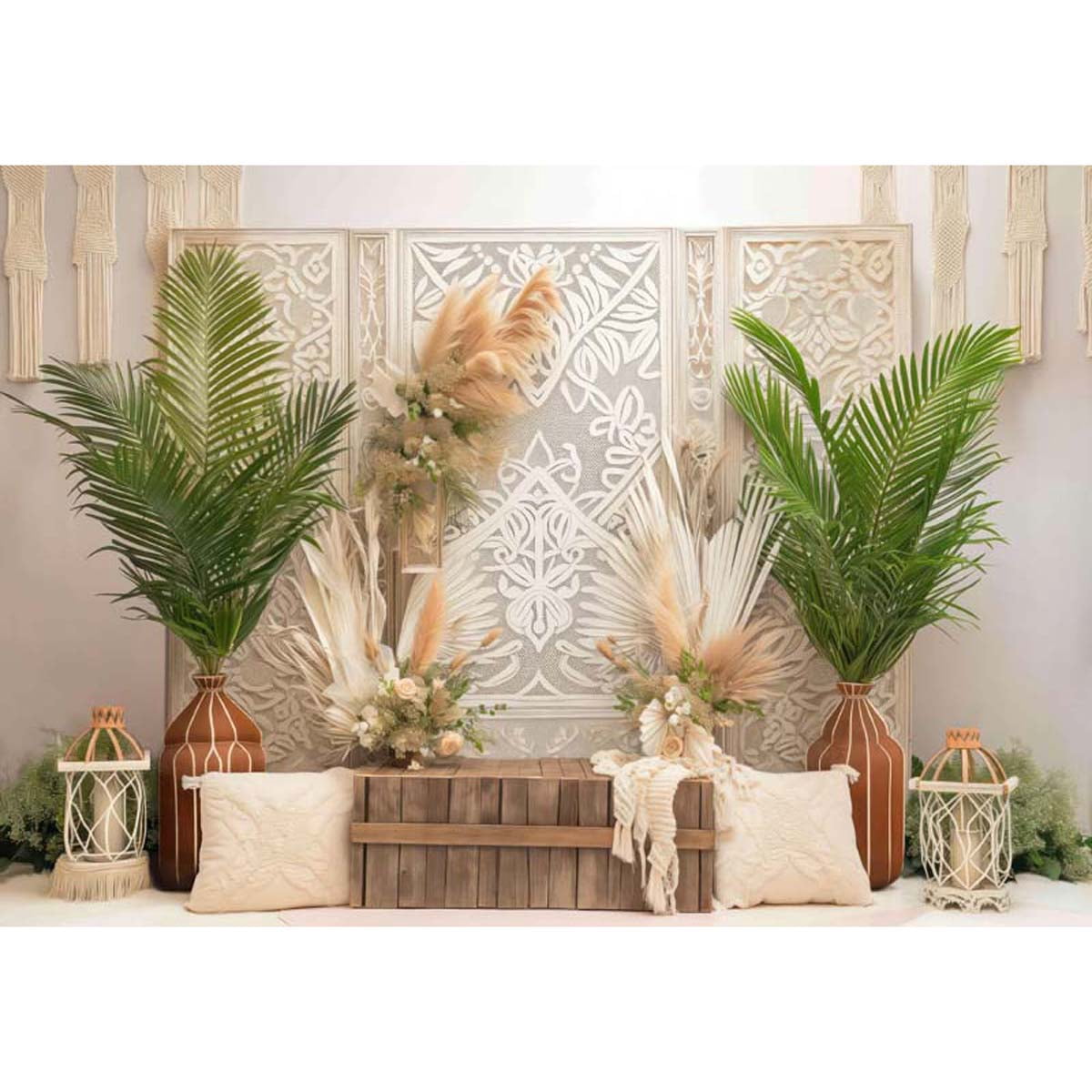 Allenjoy Boho Flowers Green Plants Backdrop - Walmart.com