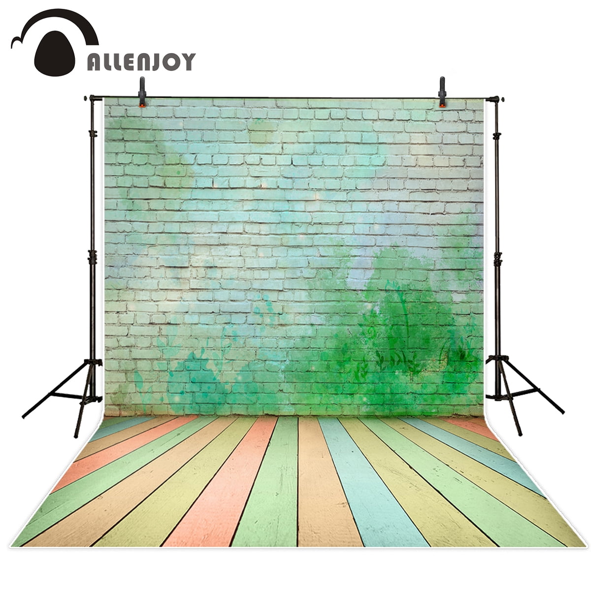 Allenjoy Brick wallWood background for studio colorful floor green ...