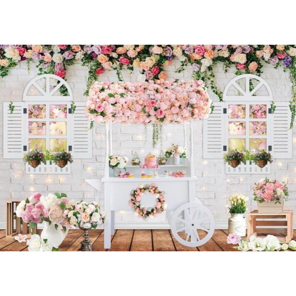 Allenjoy Bridal Shower Photo Booth Backdrop Custom Wedding Flower Wall ...