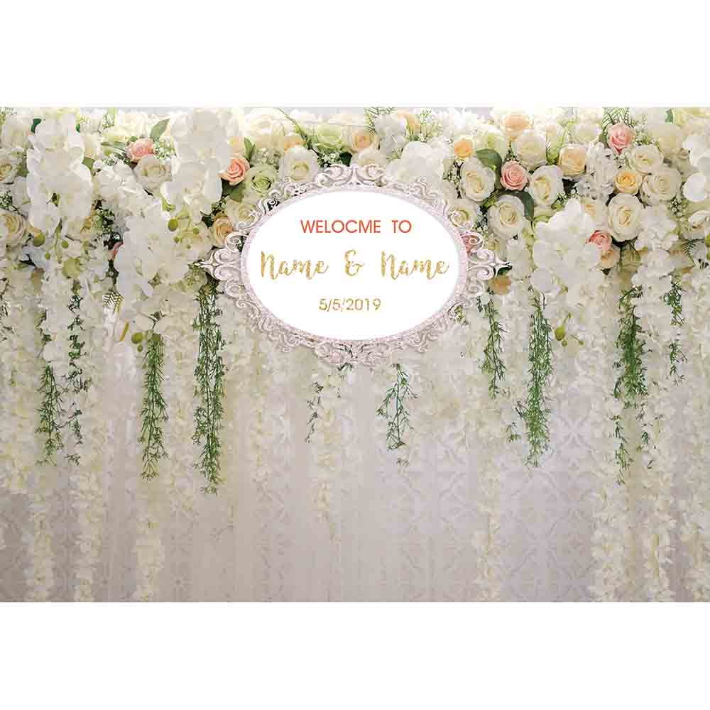 Allenjoy Bridal Shower Photo Booth Backdrop Custom Wedding Flower Wall ...