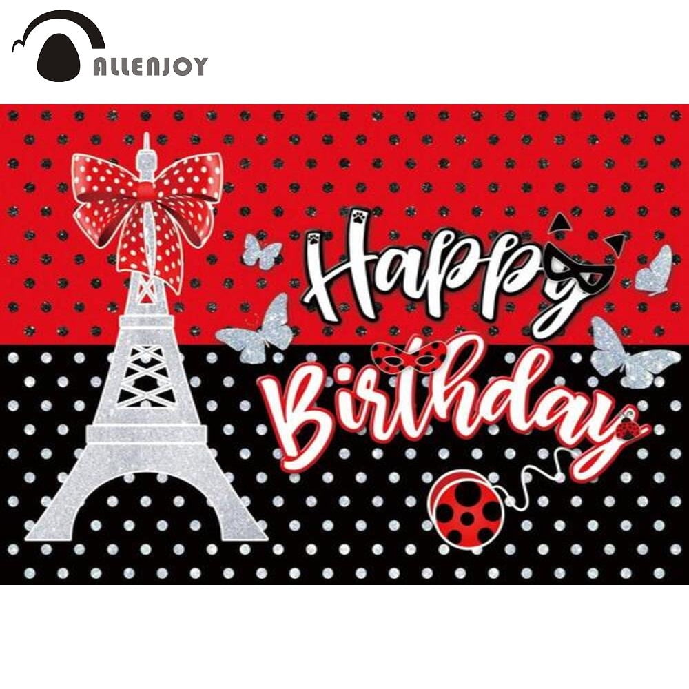 Allenjoy Bug Birthday Backdrop Red and Black Party Supplies Tower Bow r ...