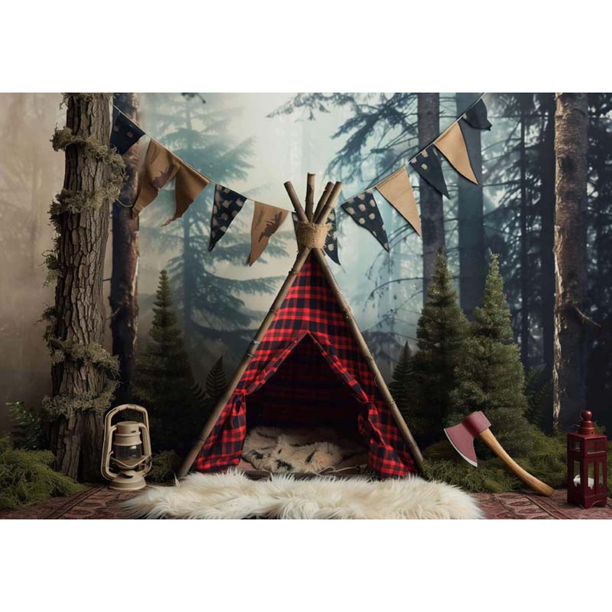 Allenjoy Camping Teepee Forest Adventure Backdrop - Walmart.com