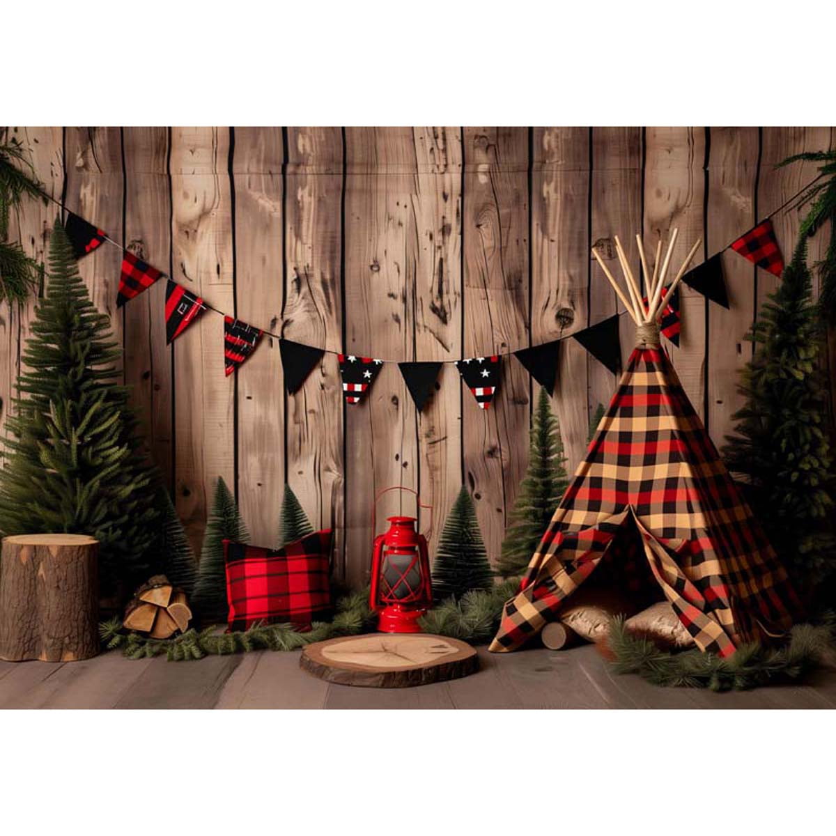 Allenjoy Camping Teepee Wood Wall Backdrop - Walmart.com