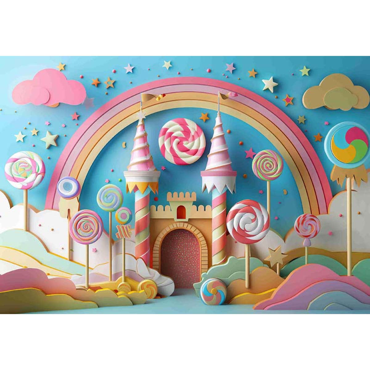 Allenjoy Candy Lollipop Castle Backdrop - Walmart.com