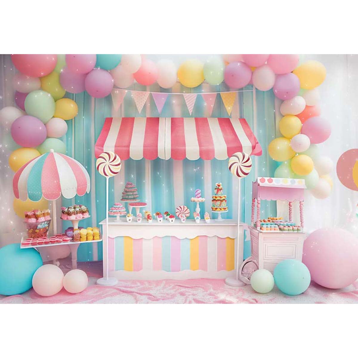 Allenjoy Candy Lollipop Shop Backdrop - Walmart.com