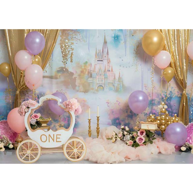 Allenjoy Castle Baby Carriage ONE Birthday Backdrop - Walmart.com