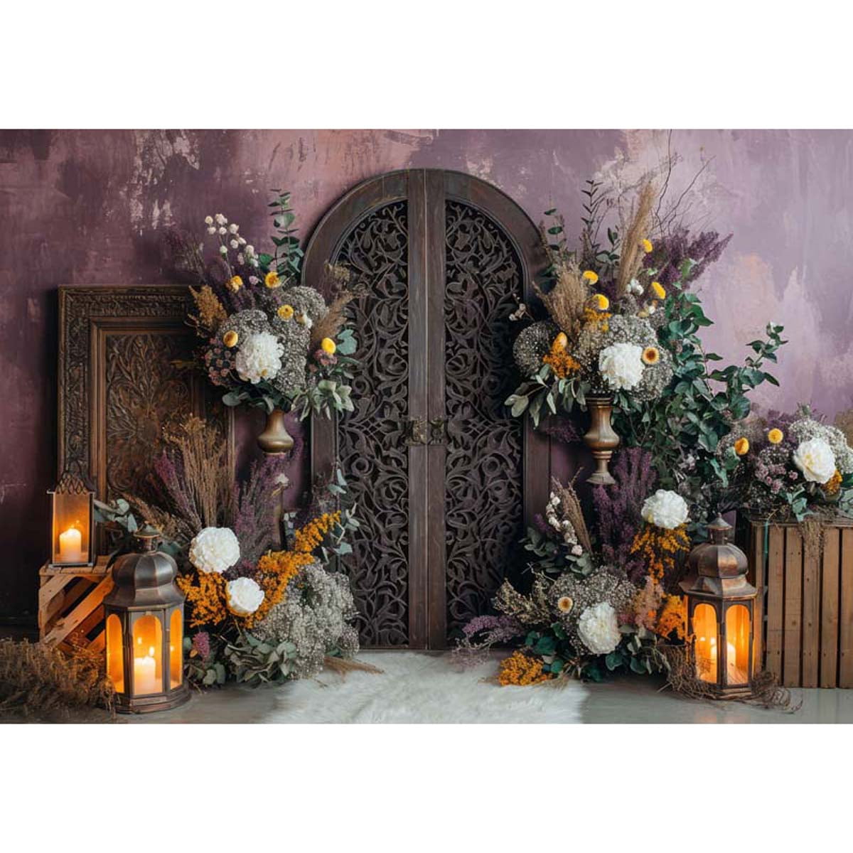 Allenjoy Classic Carved Door Floral Backdrop - Walmart.com