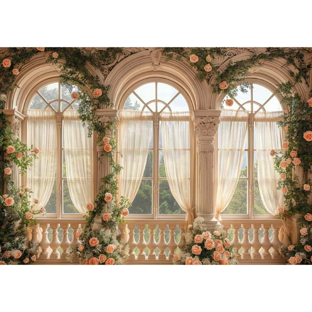 Allenjoy Creamy Colored Flowers Arch Windows Backdrop - Walmart.com