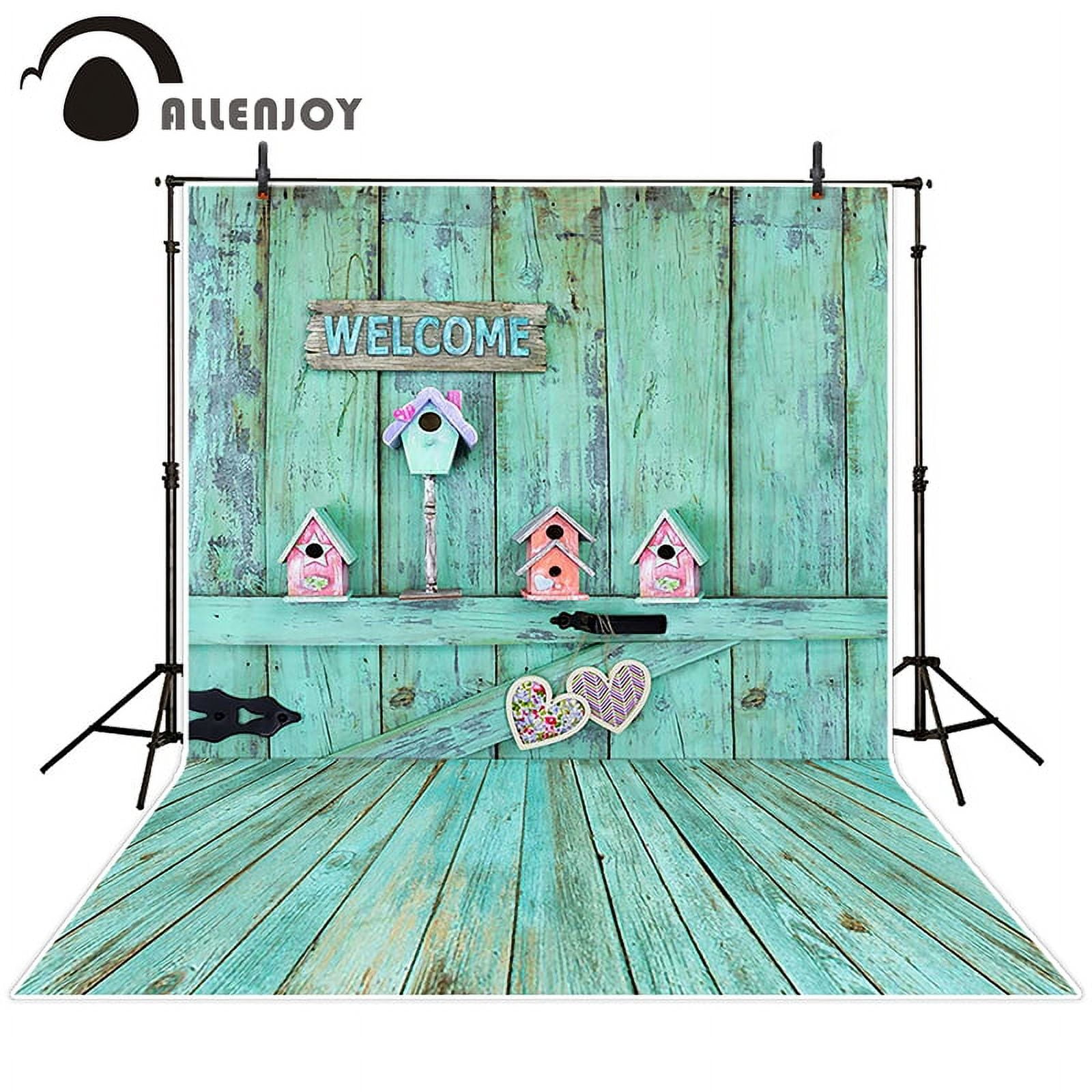 Allenjoy Easter Background For Photography Green Wooden Wall Bird Love ...