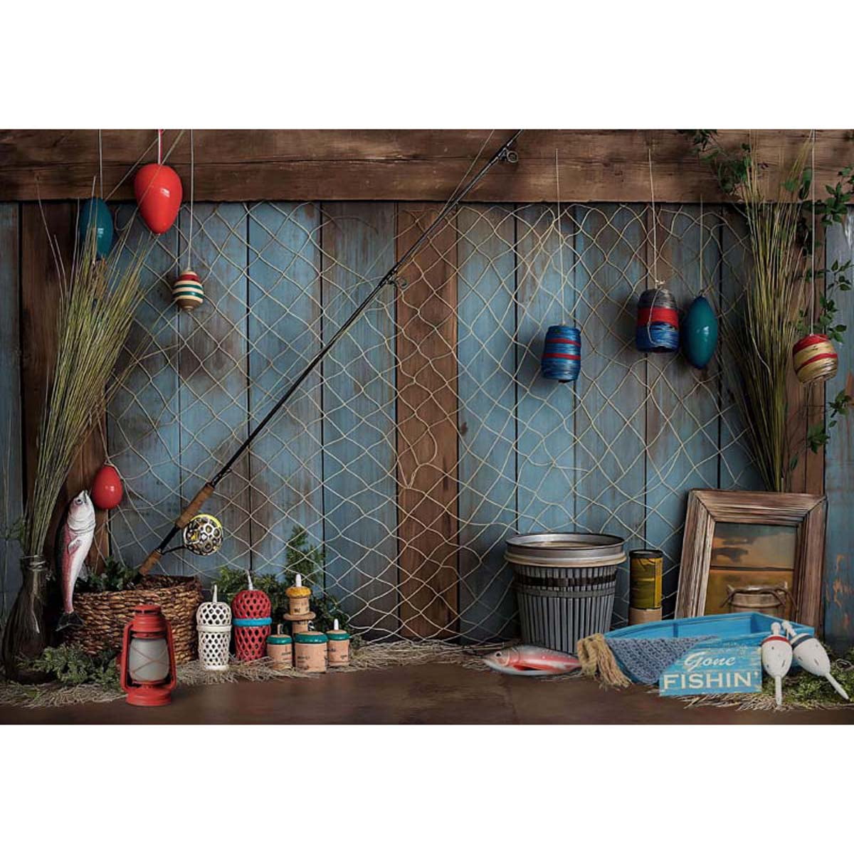Allenjoy Fishing Net Wood Planks Backdrop - Walmart.com