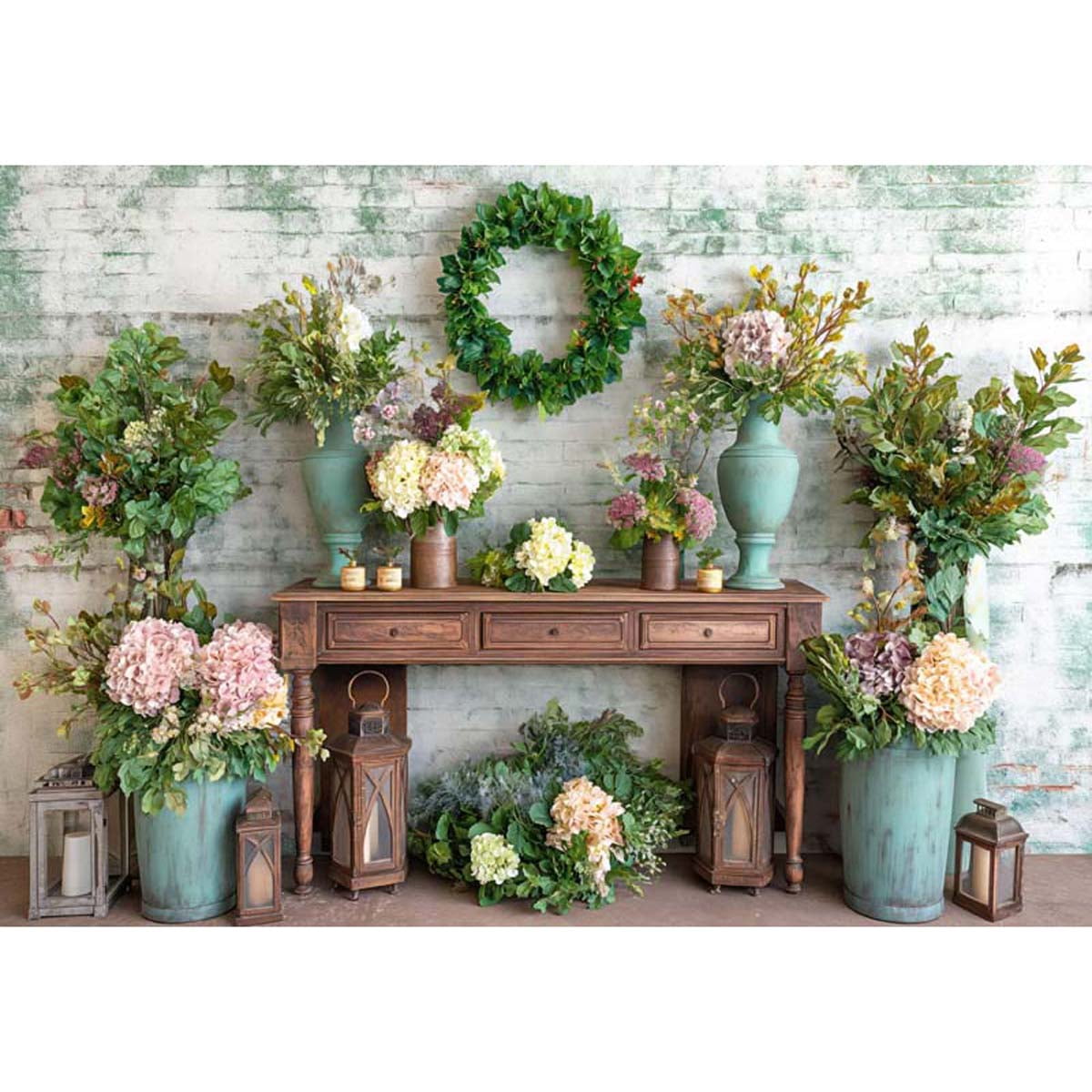 Allenjoy Floral Tabletop Natural Brick Wall Backdrop - Walmart.com