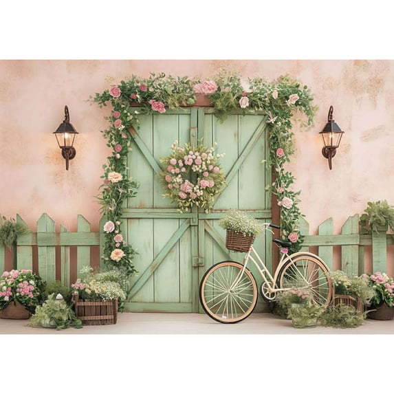 Allenjoy Floral Wooden Door Bike Backdrop - Walmart.com