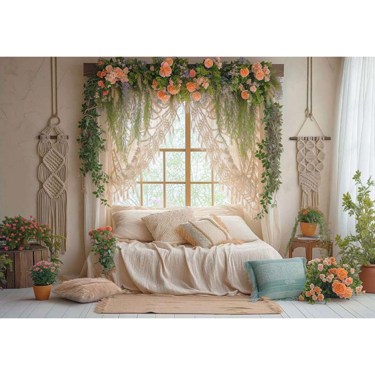 Allenjoy Flowers Boho Bedroom Backdrop - Walmart.com
