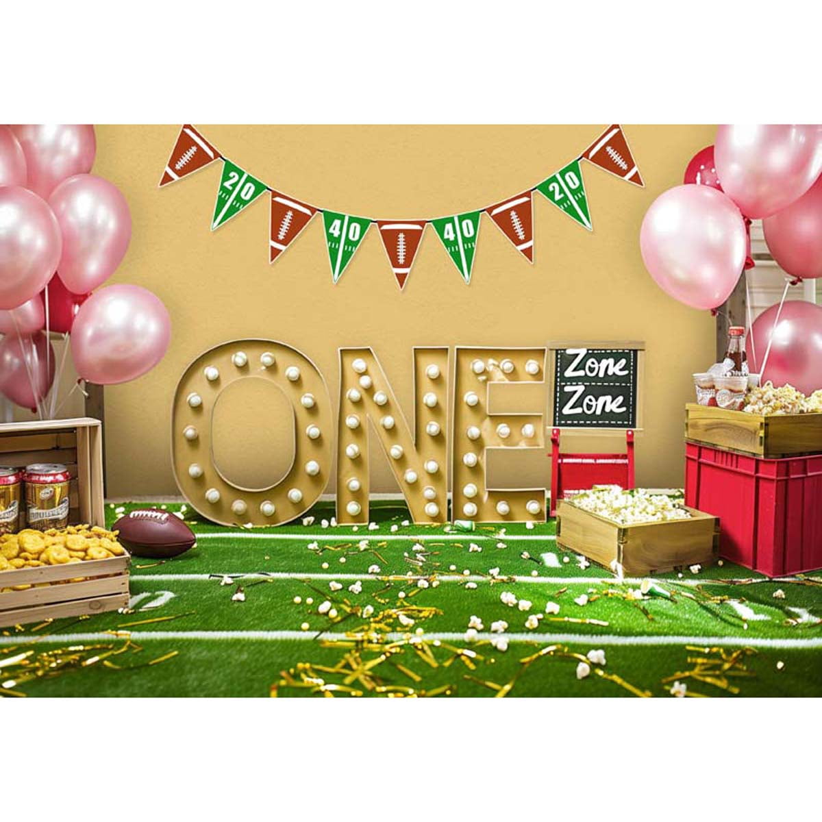 Allenjoy Football Happy 1st Birthday Backdrop - Walmart.com