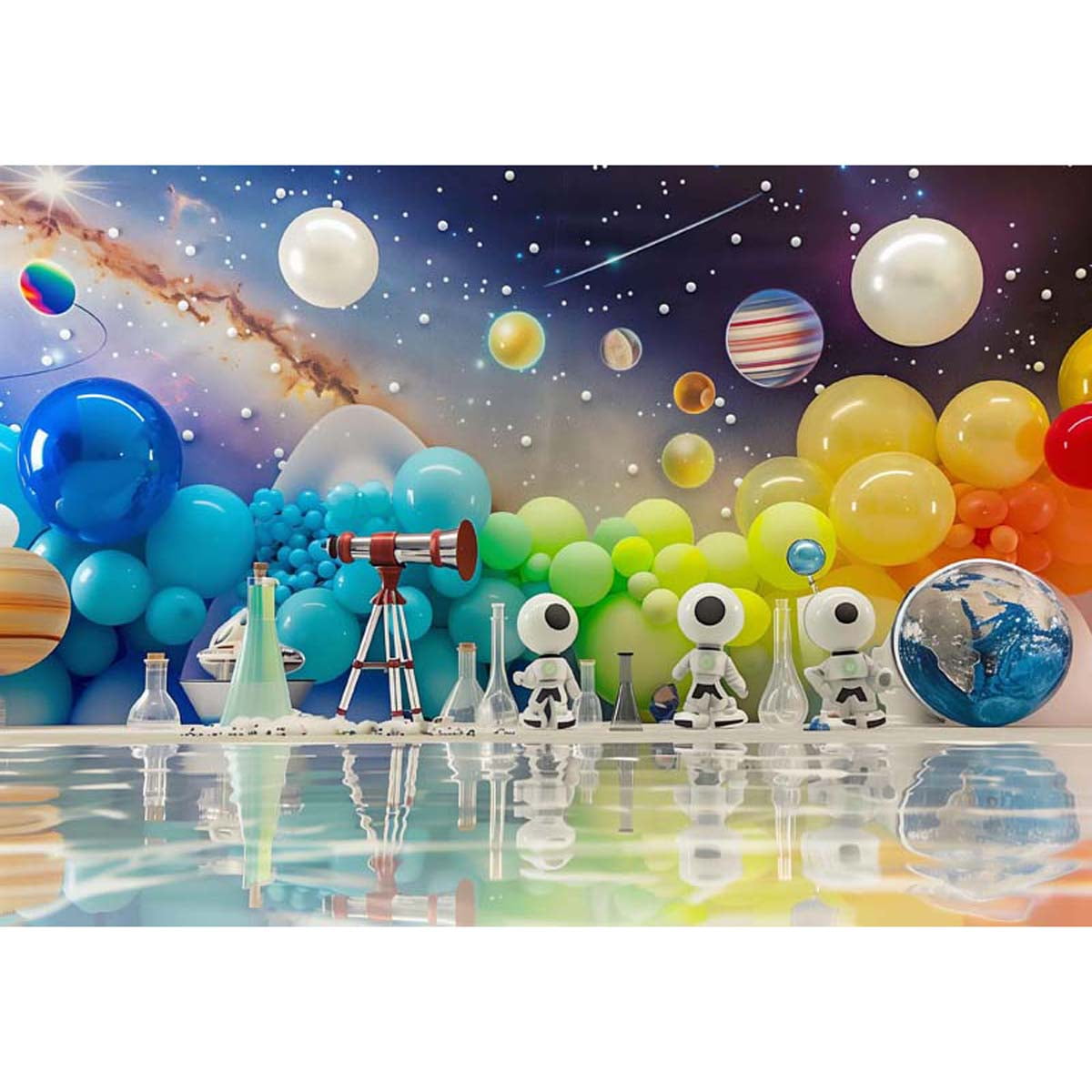 Allenjoy Galaxy Planet Robot Science Backdrop - Walmart.com
