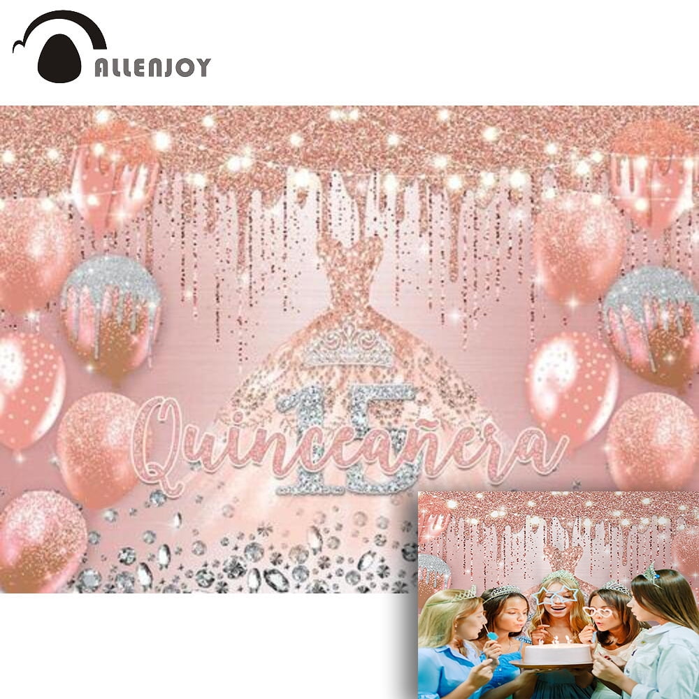 Allenjoy Girl 15th Birthday Party Rose Gold Quinceañera Backdrop ...