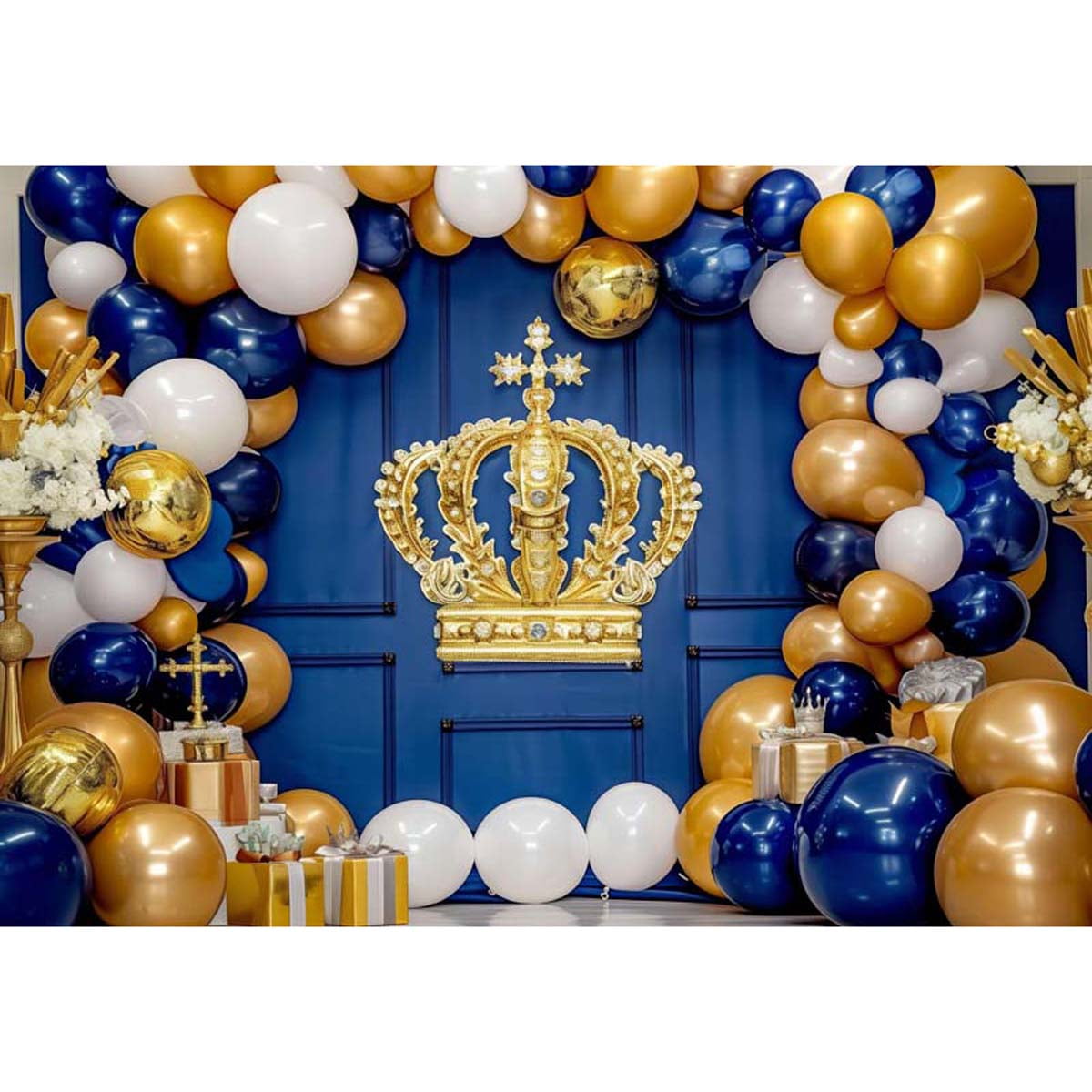 Allenjoy Gold Prince Crown Blue Backdrop - Walmart.com