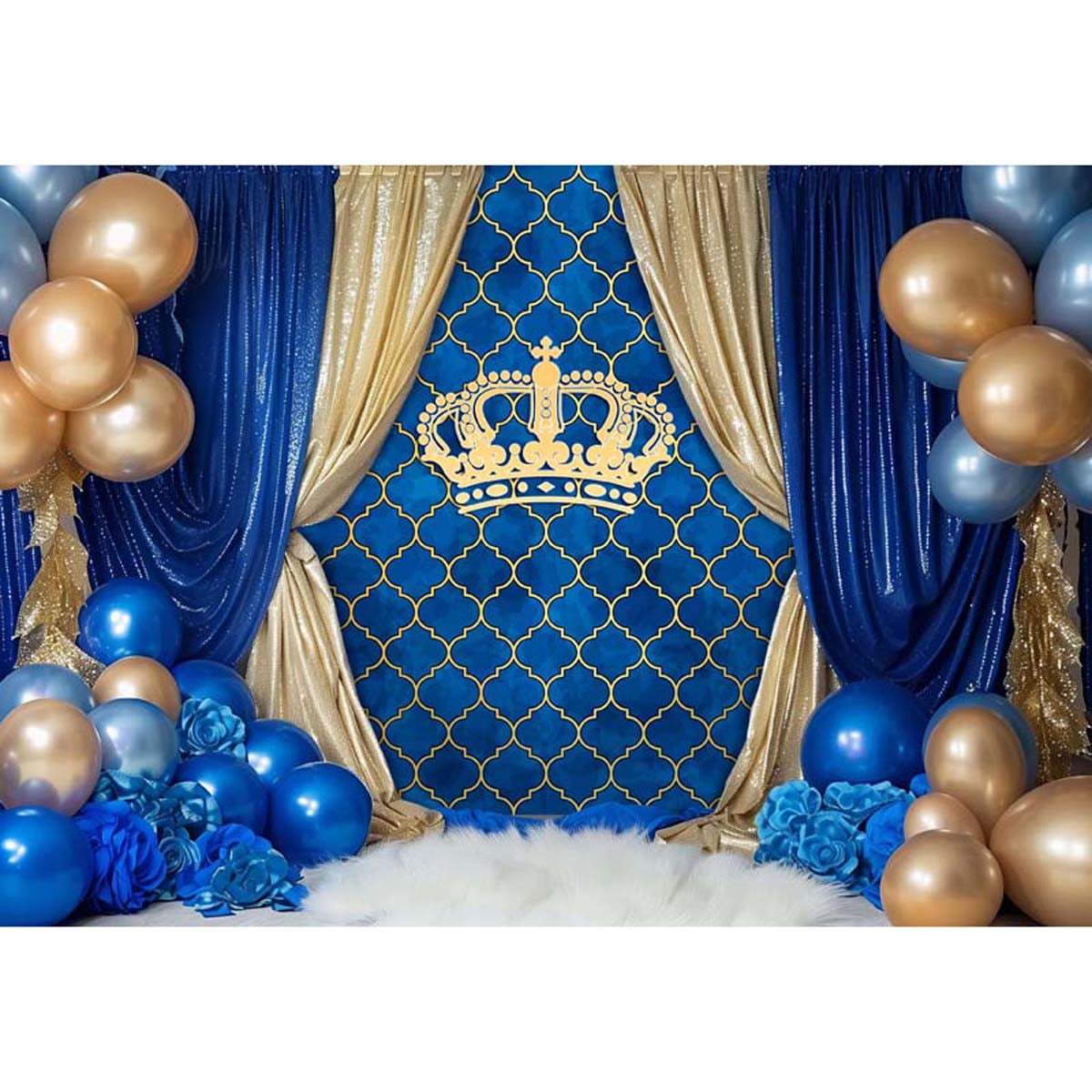 Allenjoy Gold Prince King Crown Blue Backdrop - Walmart.com