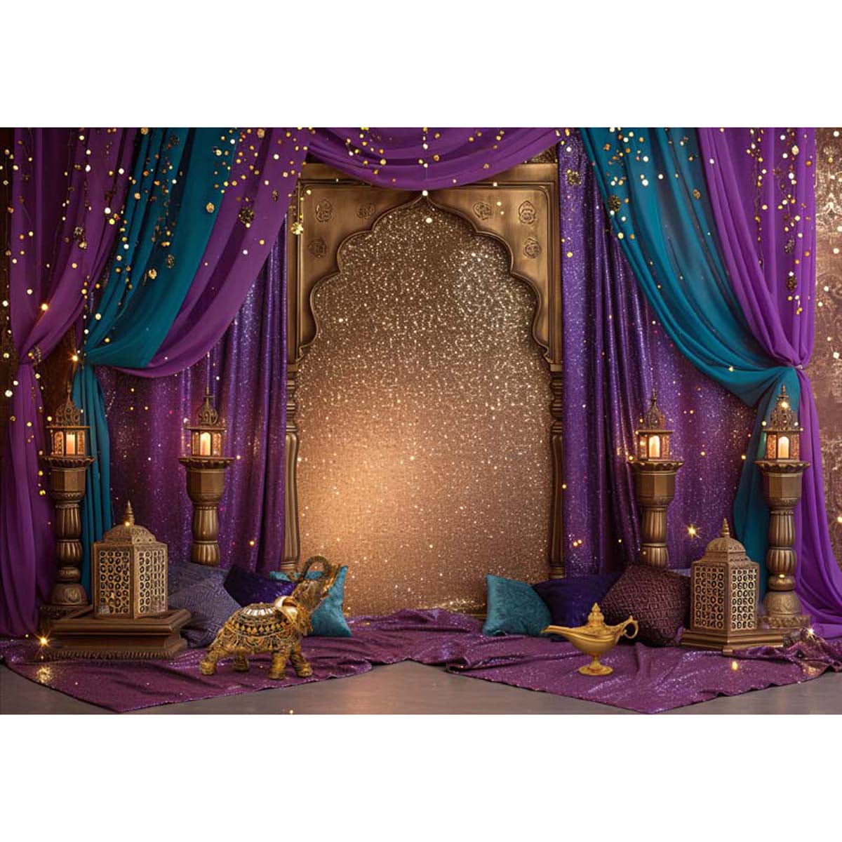 Allenjoy Golden Arabian Purple Backdrop - Walmart.com
