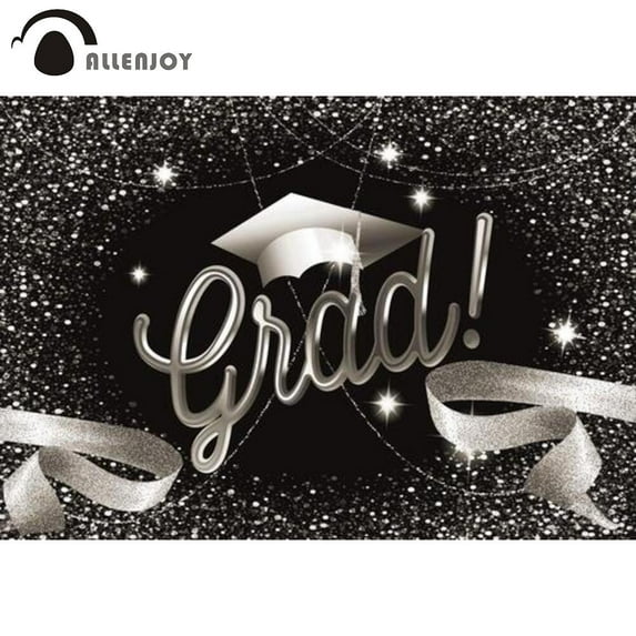 Allenjoy Grad Congrats Class of 2024 Black Backdrop Silver Glitter ...