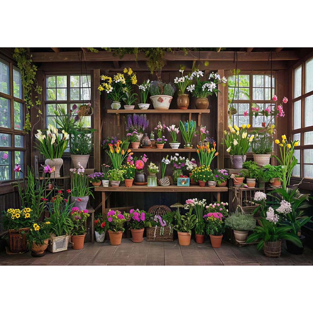 Allenjoy Greenhouse Flowers Shop Backdrop - Walmart.com