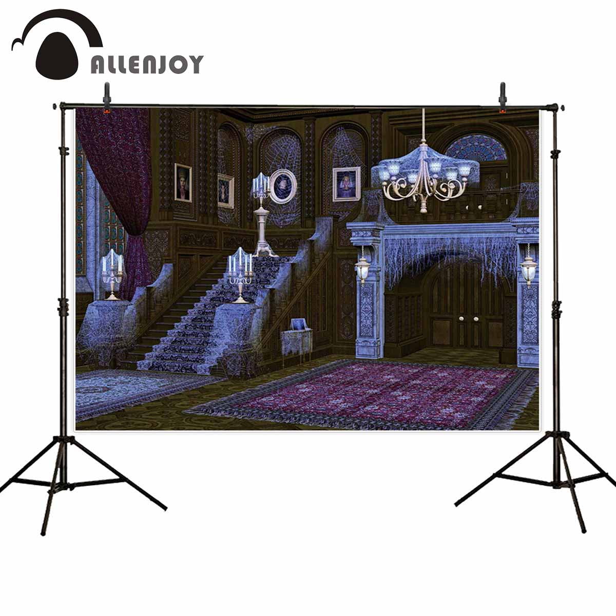 Allenjoy Halloween photo background Spooky Castle indoor Spider web ...