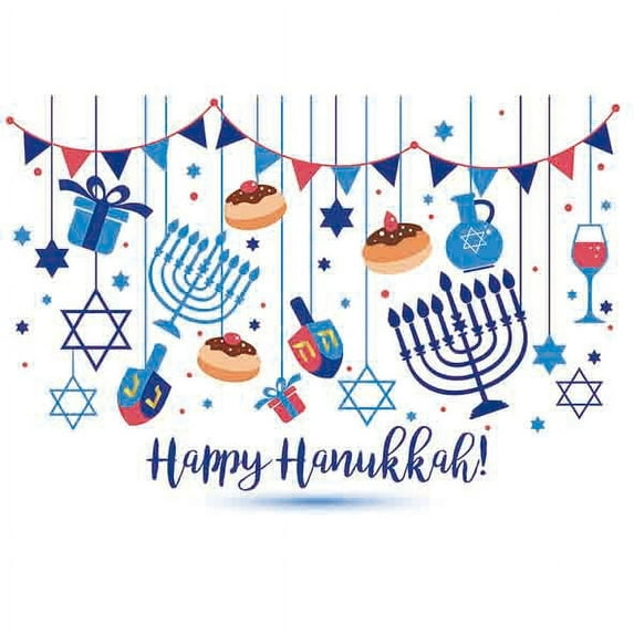 Allenjoy Happy Hanukkah Backdrop Photocall Menorah Candelabra Candle ...