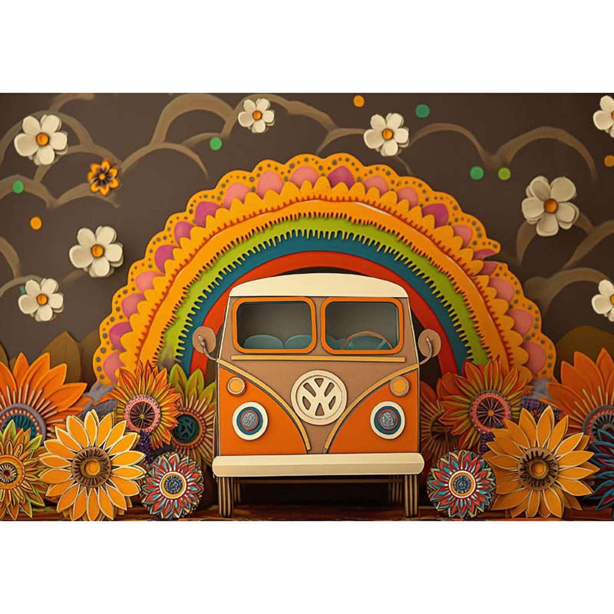 Allenjoy Happy Hippie Van Groovy Backdrop - Walmart.com