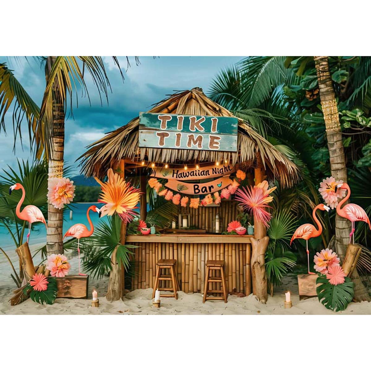 Allenjoy Hawaii Night Bar Beach Backdrop - Walmart.com