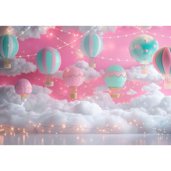 Allenjoy Hot Air Balloon Pink Sky Backdrop - Walmart.com